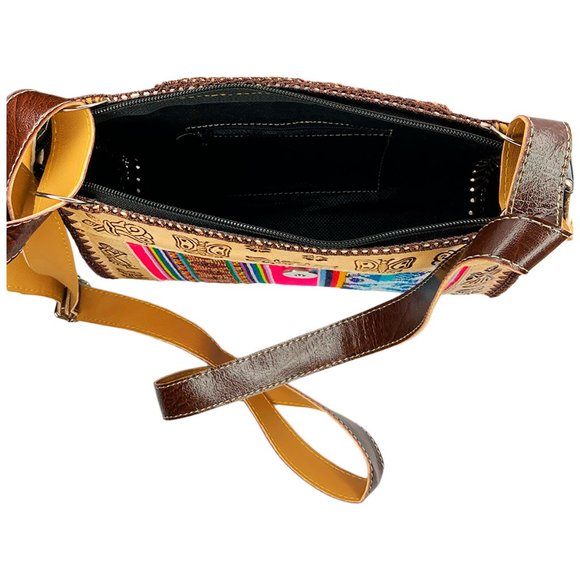 Peru | Bags | New Peru Cusco Womens Textile Fabric Embossed Leather ...